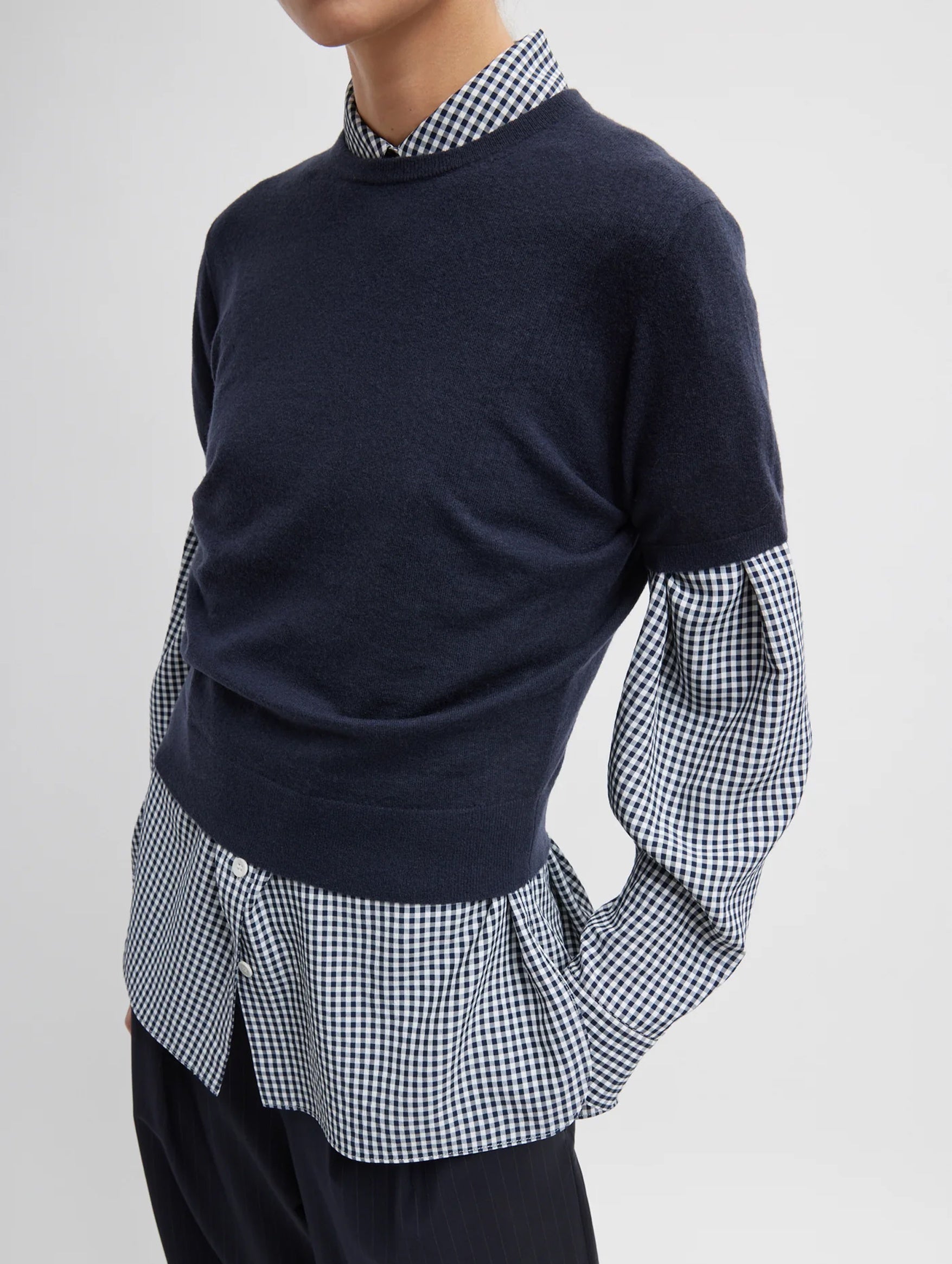 Skinlike Mercerized Wool Shrunken Tee in Navy – Muse Boutique